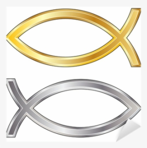 Gold And Silver Christian Jesus Fish Icon Sticker • - Pez Cristiano ...