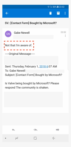 An Email Reply From Gabe Newell On Microsoft Valve - Gaben Email ...