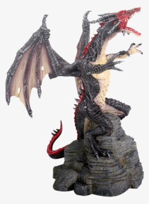 Black And Red Dragon On Rock Statue - Summit Collection 8766 Flying ...