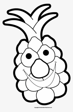 Graphic Happy Pineapple Clipart - Pineapple Face Clipart Black And ...
