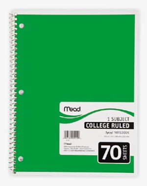 Mead Spiral 1 Subject Notebook - 100 Page College Ruled Notebook - Free ...