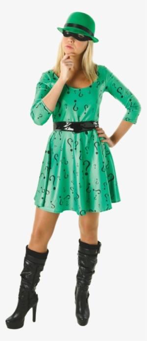 Ladies' Classic Riddler Fancy Dress Costume - Female Riddler Costume ...