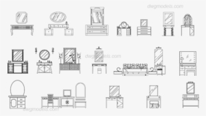 Dressing Tables Dwg, Cad Blocks, Free Download - Dressing Table Cad ...