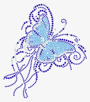 Cstar Motif Blue Flying Butterfly With Rhinestone Combination - Design ...
