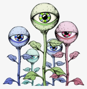 Alien Eyes Trippy Hologram Hippy Flower Plant - Trippy Flower Png ...