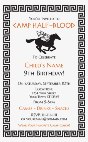 Percy Jackson Invitations - Percy Jackson Birthday Invitation - Free ...