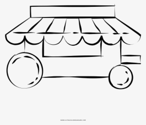 Food Cart Coloring Page - Drawing - Free Transparent PNG Download - PNGkey