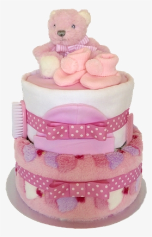 Pink Cupcake 2 Tier Nappy Cake - Diaper Cake - Free Transparent PNG ...