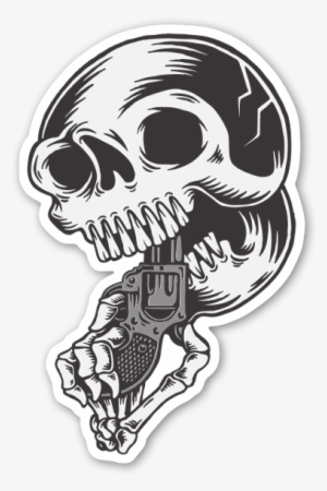Skull Gun Sticker - Calavera Con Pistola En Mano - Free Transparent PNG ...