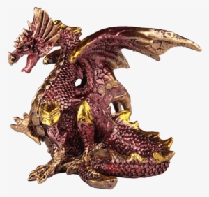 Small Seated Ruby And Gold Dragon Statue - Gold - Free Transparent PNG ...