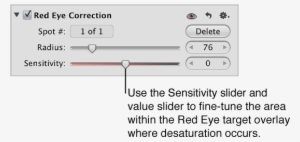 Controls In The Red Eye Correction Area Of The Adjustments - Angle ...