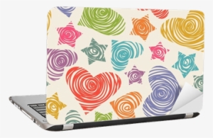 Pattern With Doodle Hearts And Stars Laptop Sticker - Doodle - Free ...