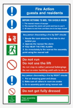 General Fire Action Notice Sticker - Hotel Room Safety Signs - Free ...