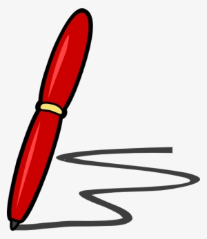 Red Signature Clip Art At Clker - Cartoon Pen And Paper - Free ...