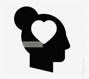 Vector Icon Of Female Profile With Heart Inside Head - Heart - Free ...