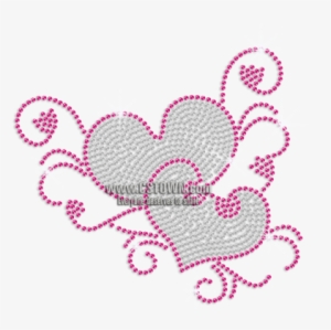 Pink Floral Heart Iron-on Rhinestone Transfer - Heart - Free ...