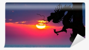 Dragon Silhouette And Sunset In The Sea Wall Mural - Sunset - Free ...