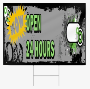 Now Open 24 Hours Sign - Graphic Design - Free Transparent PNG Download ...