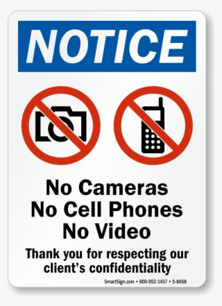 No Cell Phones Sign - No Cell Phone Or Camera Sign - Free Transparent ...