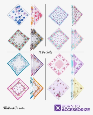 12 Pc Set Ladies Handkerchiefs With Scalloped Edges - Triangle - Free ...