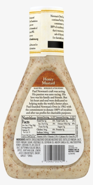 Newman's Own Honey Mustard Dressing, 16 Oz - Label - Free Transparent ...