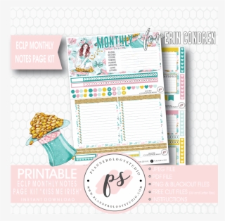 Kiss Me Irish Monthly Notes Page Kit Digital Printable - 2019 - Free ...
