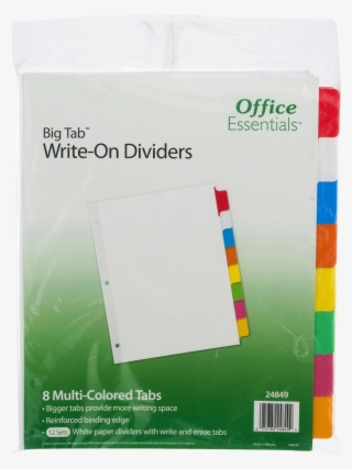 Office Essentials Big Tab Write On Dividers 8 Multi - Free Transparent ...