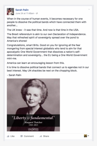 You Can Attempt To Read Sarah Palin's Post In Full - Free Transparent ...