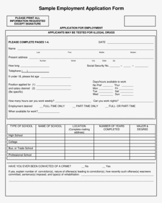 Free Sample Basic Job Application Form Templates At - Free Transparent ...