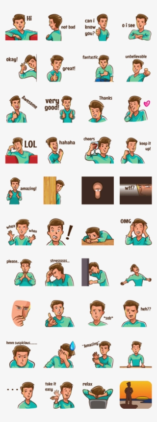 Handsome Cool Guy Line Stickers - Free Transparent PNG Download - PNGkey