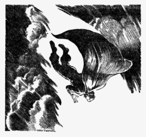 Black And White Illustration Of A Cloaked Man Falling - Illustration ...