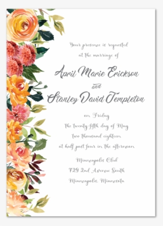 April Wedding Invitation - Garden Roses - Free Transparent PNG Download ...