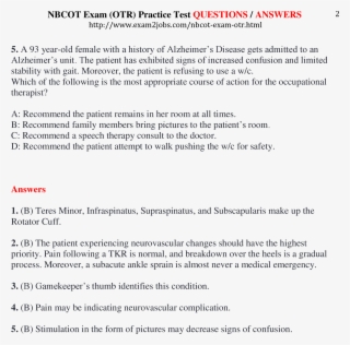 Nbcot Exam Practice Test Questions / Answers Page - Test - Free ...