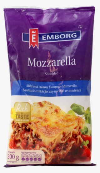 Emborg Mozzarella Cheese Shredded 200g - Lasagne - Free Transparent PNG ...