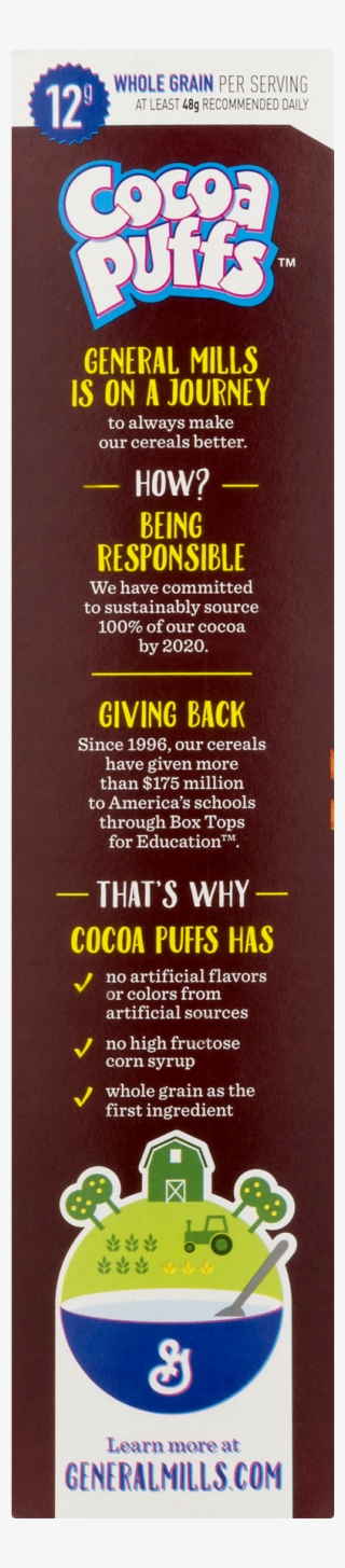 Cocoa Puffs Chocolate Cereal - Cocoa Puffs Box Side - Free Transparent ...