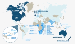 A World Map Showing The Anglosphere - Map Of Where English Is Spoken ...