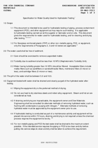 The Dow Chemical Company Engineering Specification - Document - Free ...