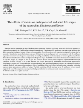 The Effects Of Metals On Embryo-larval And Adult Life - Document - Free ...