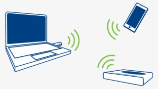 Diagram Showing Radio Waves Linking A Laptop With A - Free Transparent ...