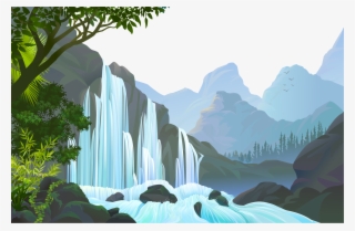 Waterfall Clipart Cartoon Cute Borders - Nature Clipart Png - Free ...
